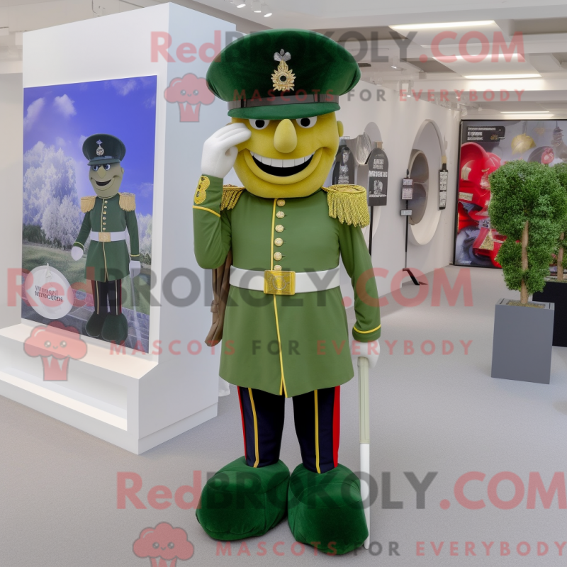 Olive British Royal Guard mascot costume character dressed with a Maxi ...