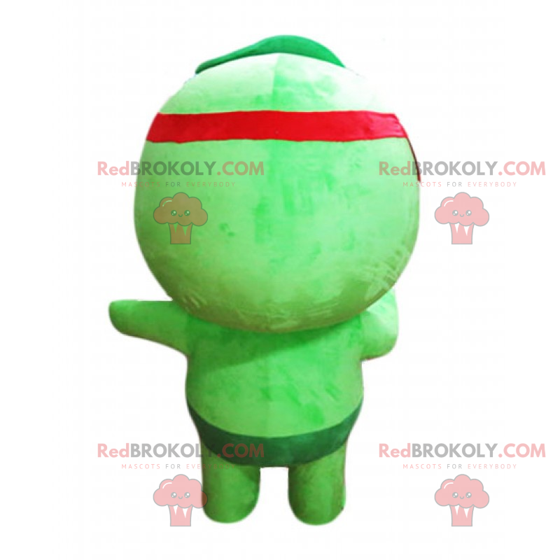 Mascotte de petit bonhomme vert et rond