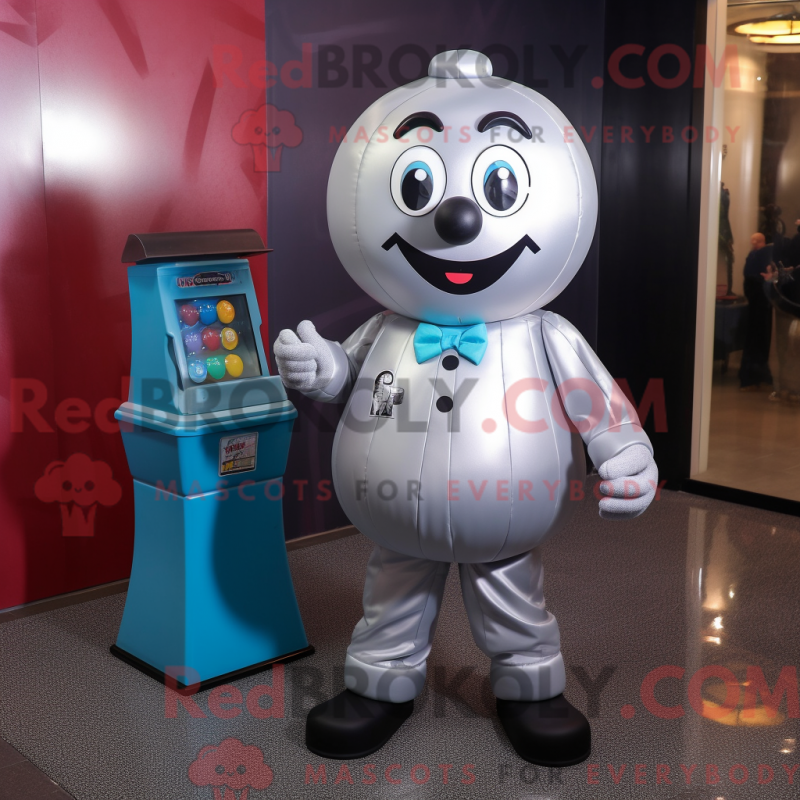 Silver Gumball Machine mascot costume character dressed with a Suit and ...