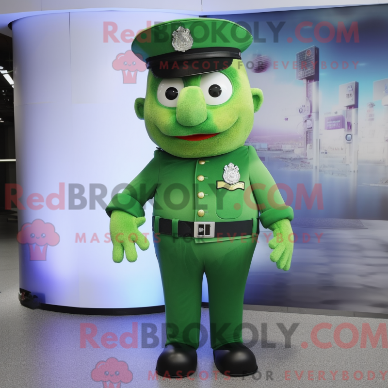 Green Police Officer mascot costume character dressed with a Chambray ...