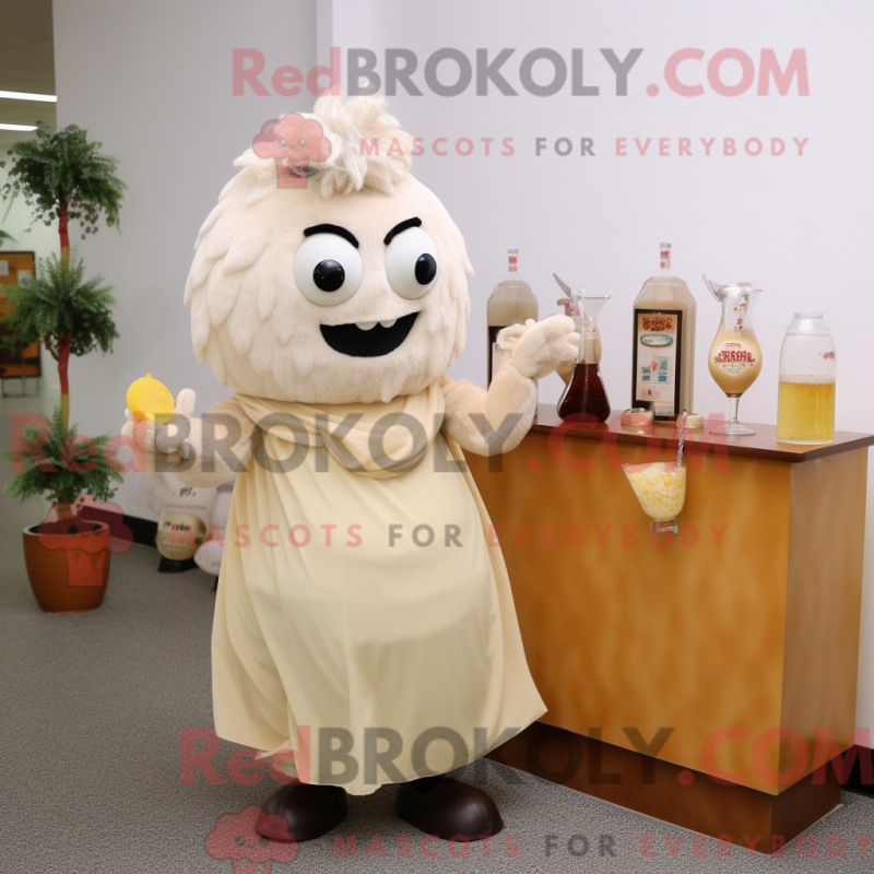 Beige Dim Sum mascot costume character dressed with a Cocktail Dress ...