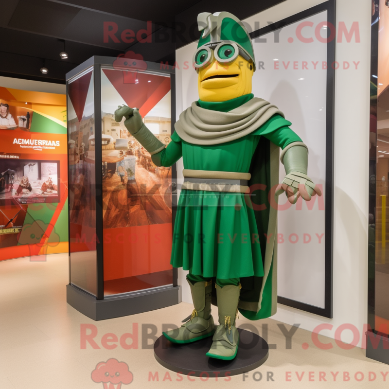 Green Swiss Guard mascot costume character dressed with a Wrap Dress ...