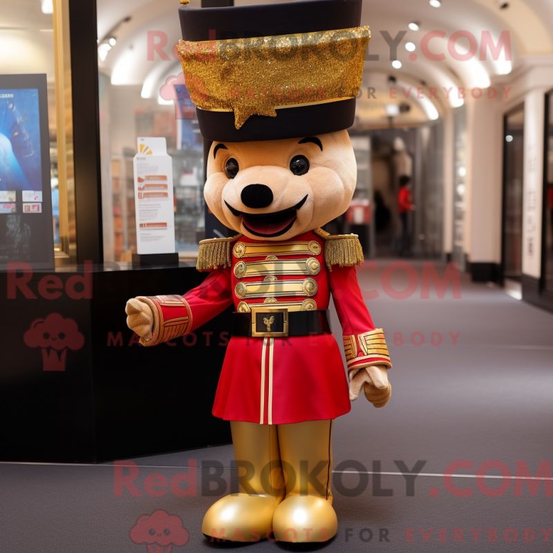Gold British Royal Guard mascot costume character dressed with a Midi ...