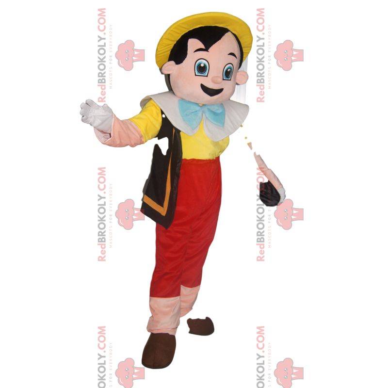 Mascot Pinocchio with his yellow hat. Pinocchio
