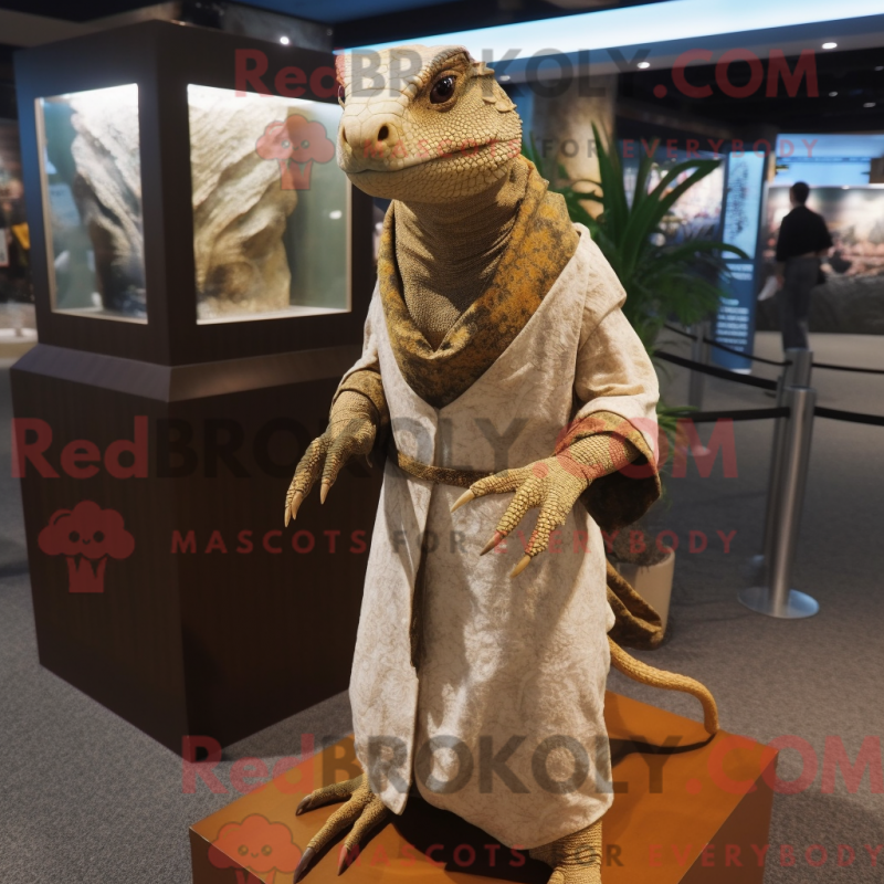 Beige Komodo Dragon mascot costume character dressed with a Mini Dress ...