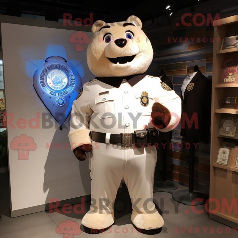 Cream Police Officer mascot costume character dressed with a Rash Guard ...