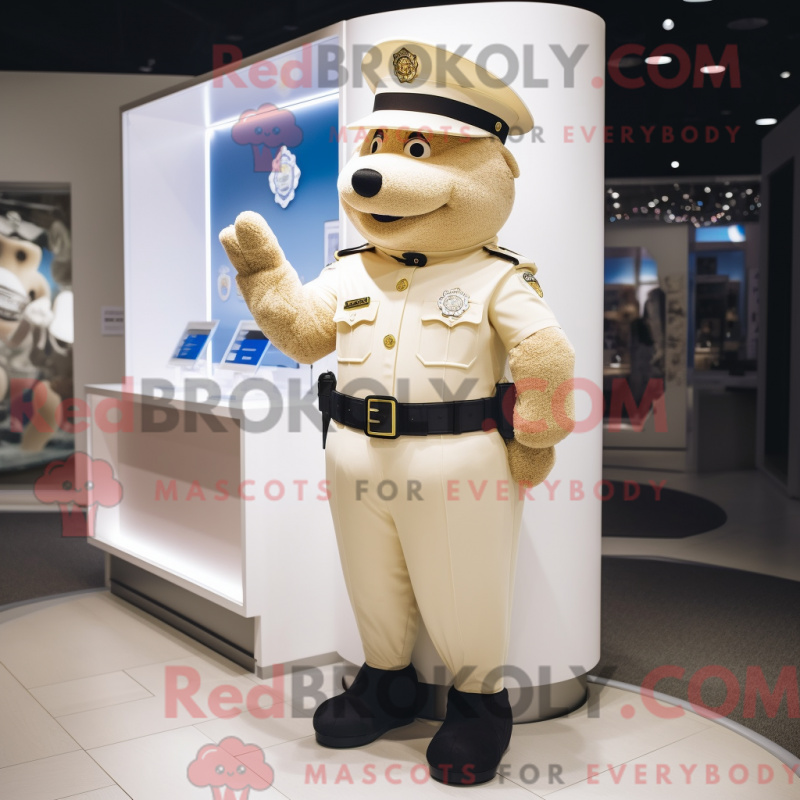 Cream Police Officer mascot costume character dressed with a Rash Guard ...
