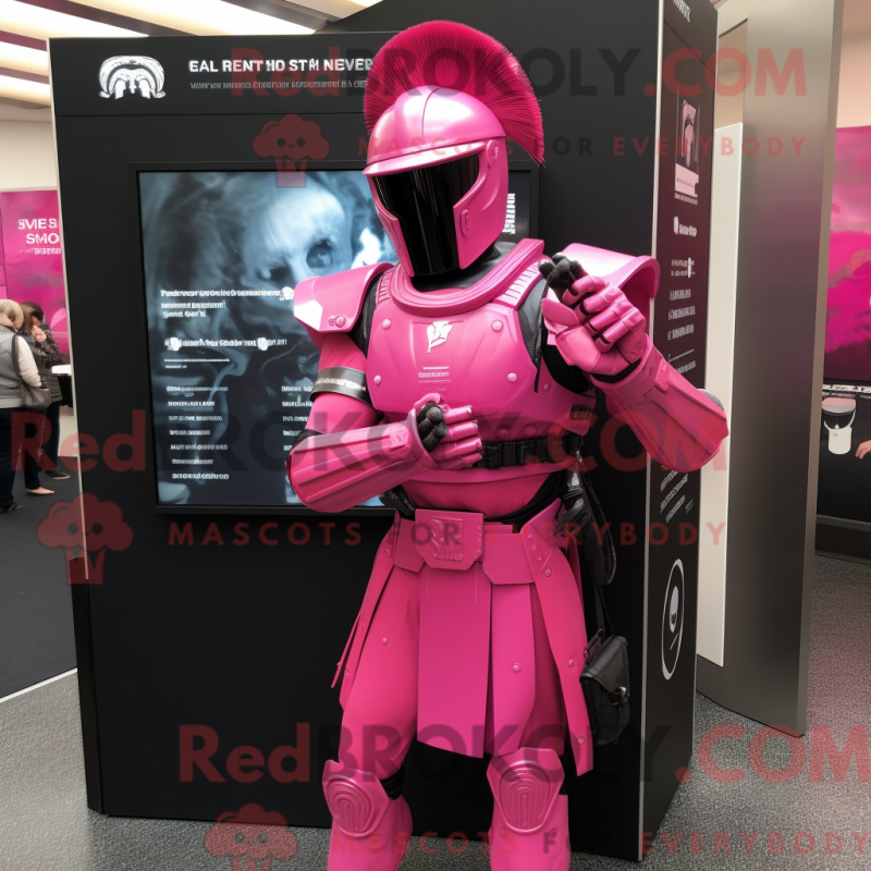 Pink Spartan Soldier mascot costume character dressed with a Tuxedo and ...