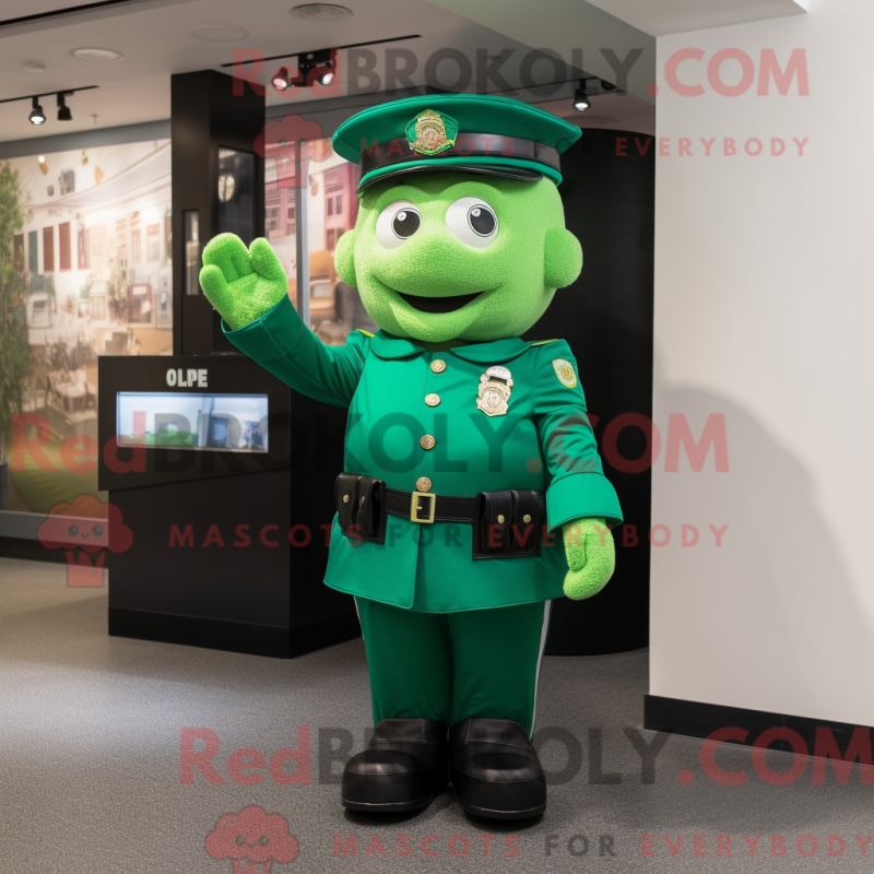 Green Police Officer mascot costume character dressed with a A-Line ...