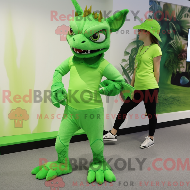 Green Chupacabra mascot costume character dressed with a Mini Dress and ...