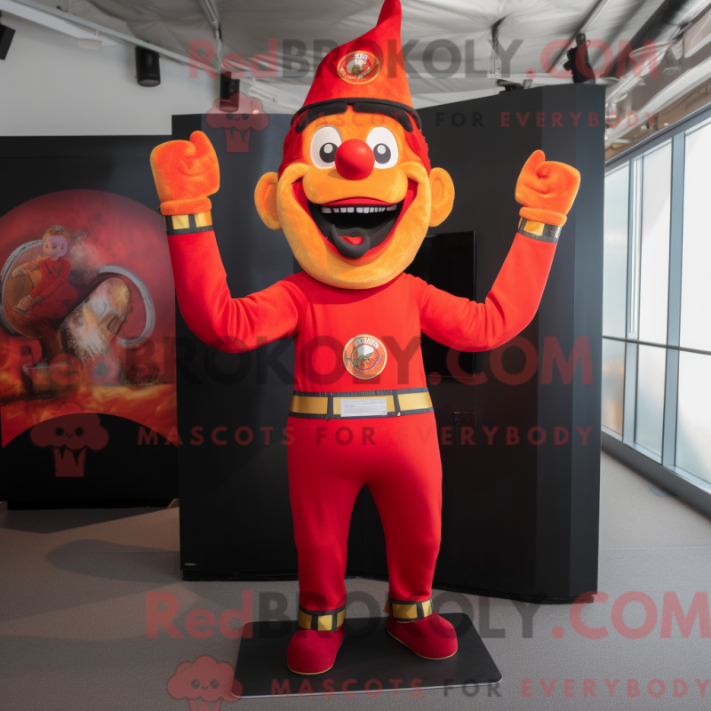 Red Fire Eater mascot costume character dressed with a Rash Guard and ...
