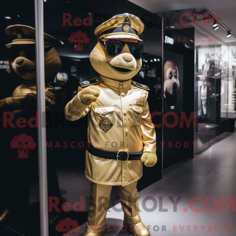 Gold Police Officer mascot costume character dressed with a Windbreaker ...