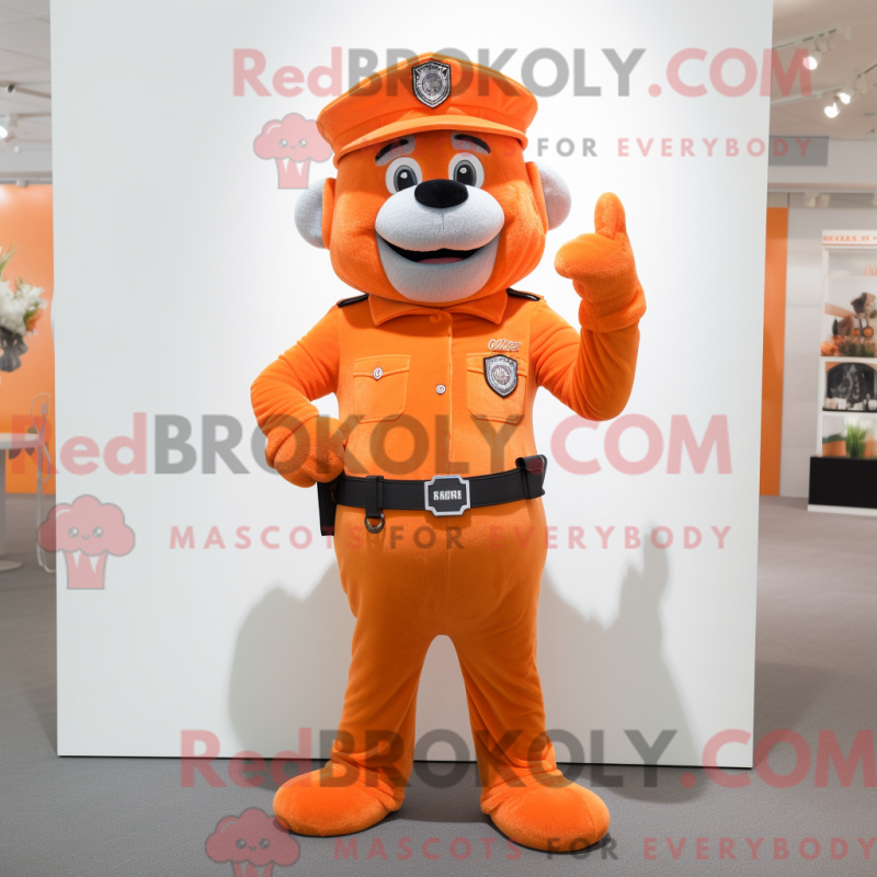 Orange Police Officer mascot costume character dressed with a Graphic ...