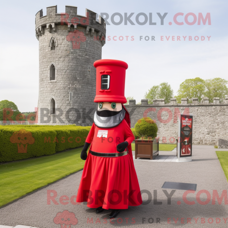 Red Irish Castle mascot costume character dressed with a Empire Waist ...