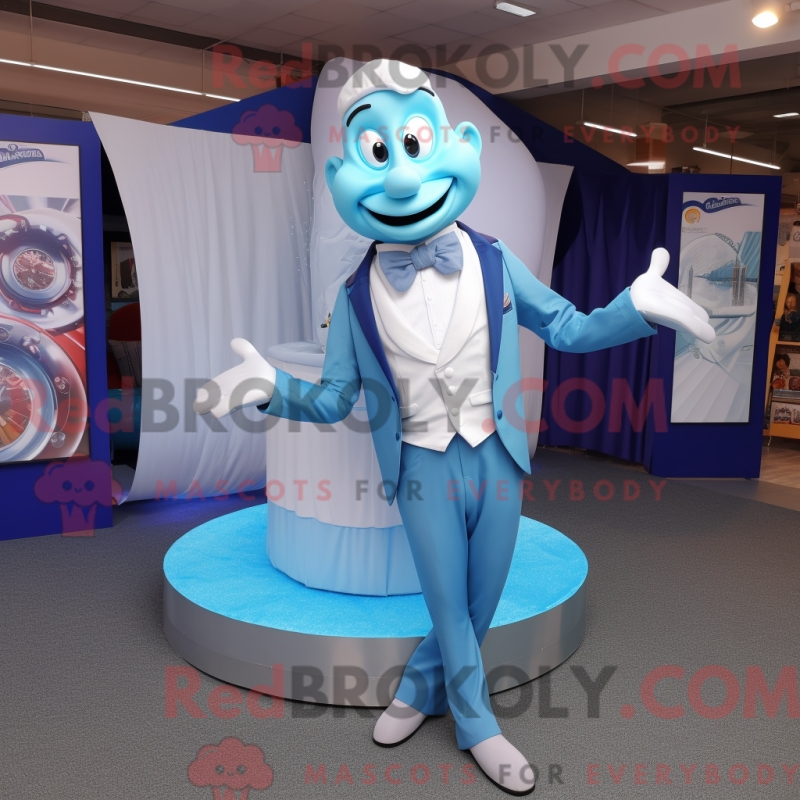 Sky Blue Contortionist mascot costume character dressed with a Suit ...