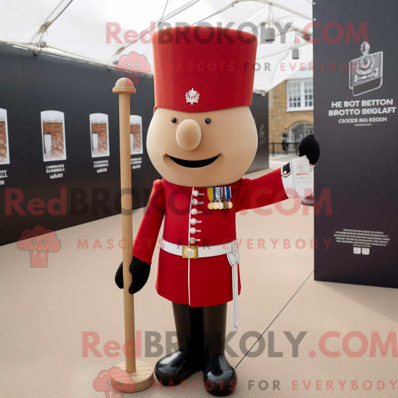 Tan British Royal Guard mascot costume character dressed with a Dress ...