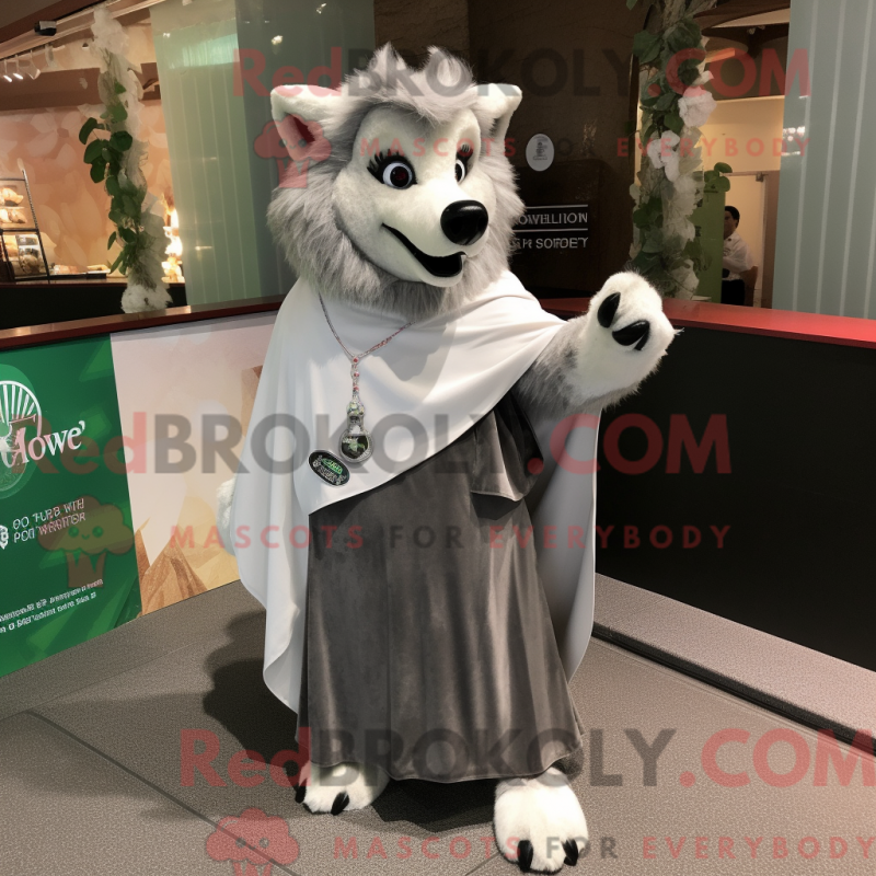 Mascot character of a Silver Say Wolf dressed with a A-Line Skirt and ...