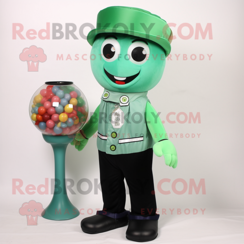 Personnage de costume de mascotte Green Gumball Machine habillé d'un ...
