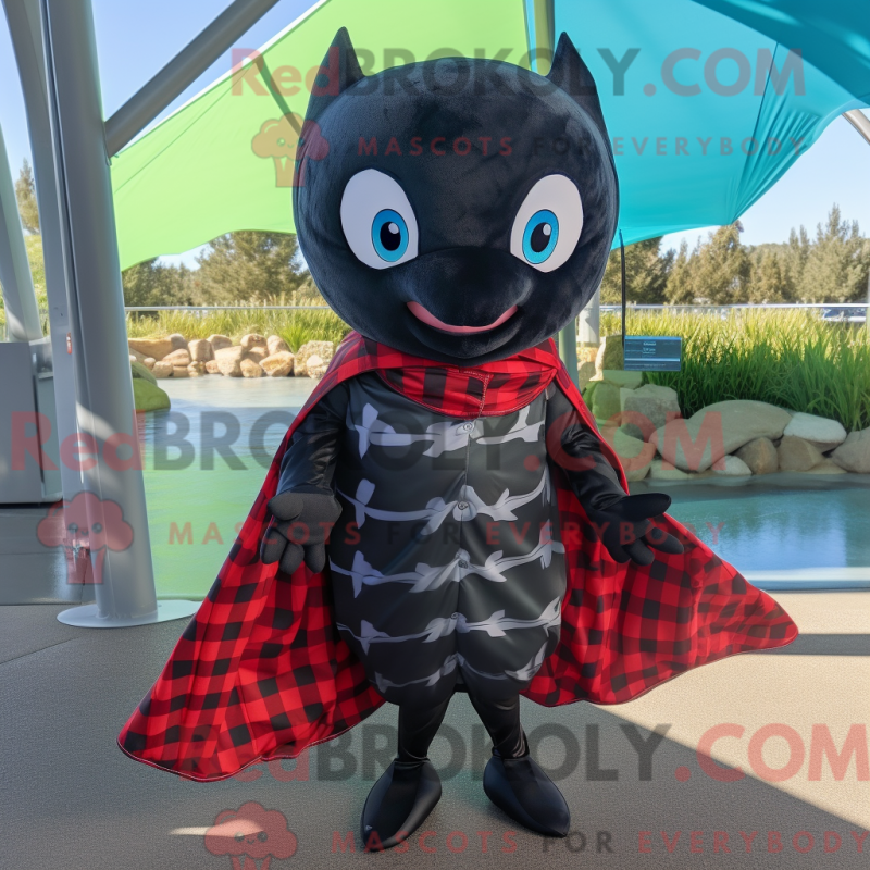 Mascot character of a Black Manta Ray dressed with a Flannel Shirt and ...