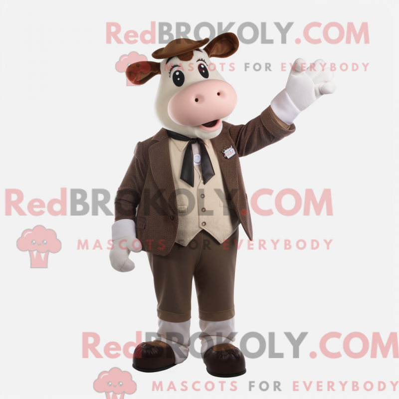 Mascot character of a Hereford Cow dressed with a Suit and Gloves ...