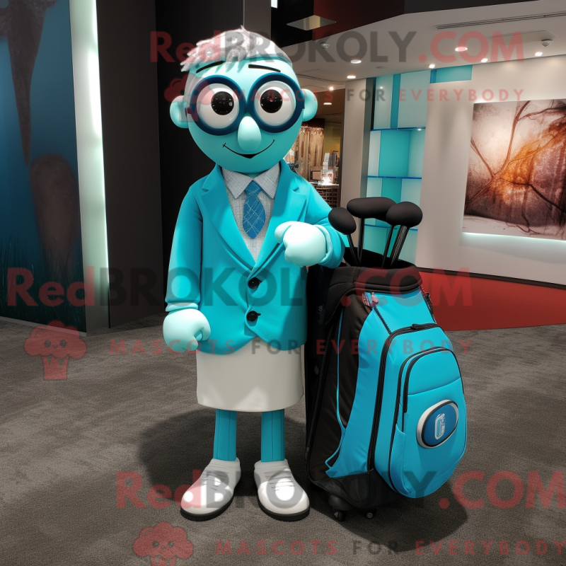 Mascot character of a Turquoise Golf Bag dressed with a Blazer and ...