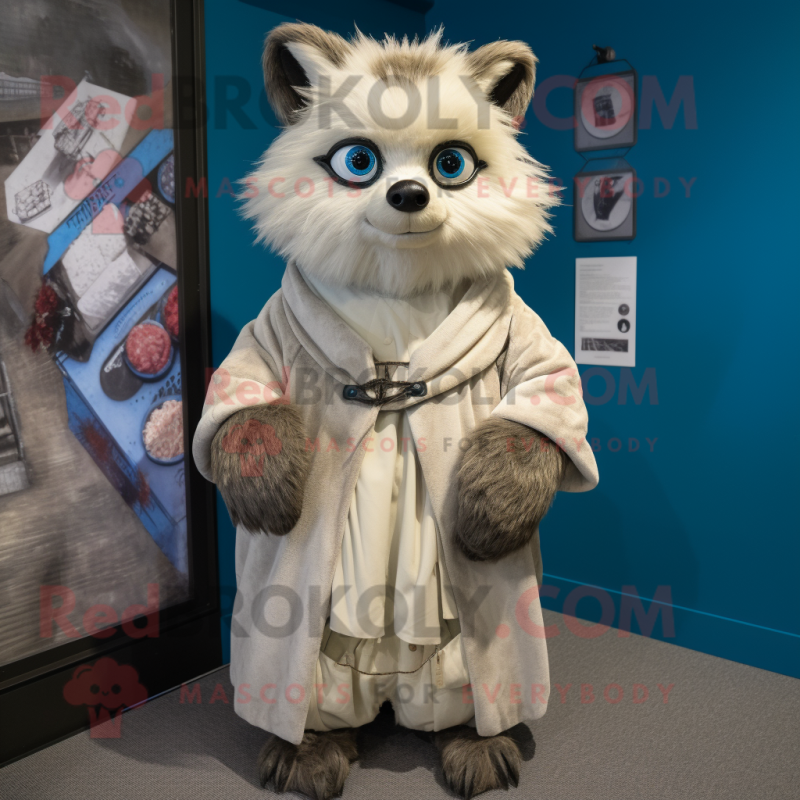 Personaje de traje de mascota de mapache blanco vestido con un traje de ...