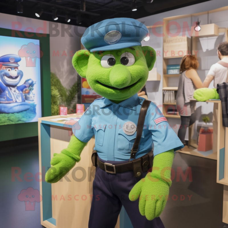 Green Police Officer mascot costume character dressed with a Chambray ...