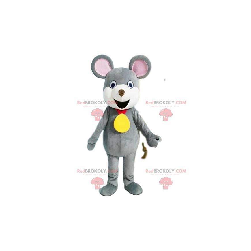 Gray and pink mouse mascot - Pets animals - Sizes L (175-180CM)
