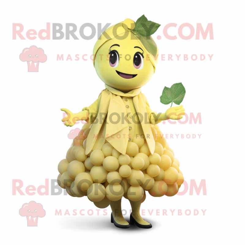 Personnage de costume de mascotte de raisin jaune citron habillé d'une ...