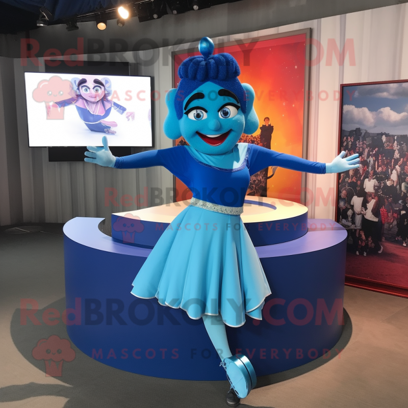 Blue Contortionist mascot costume character dressed with a Skirt and ...