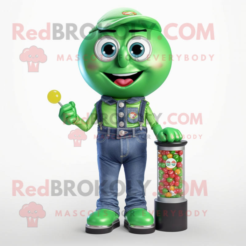 Personnage de costume de mascotte Green Gumball Machine habillé d'un ...