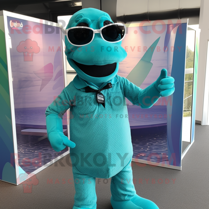 Teal Loch Ness Monster costume mascotte personnage habillé avec un ...