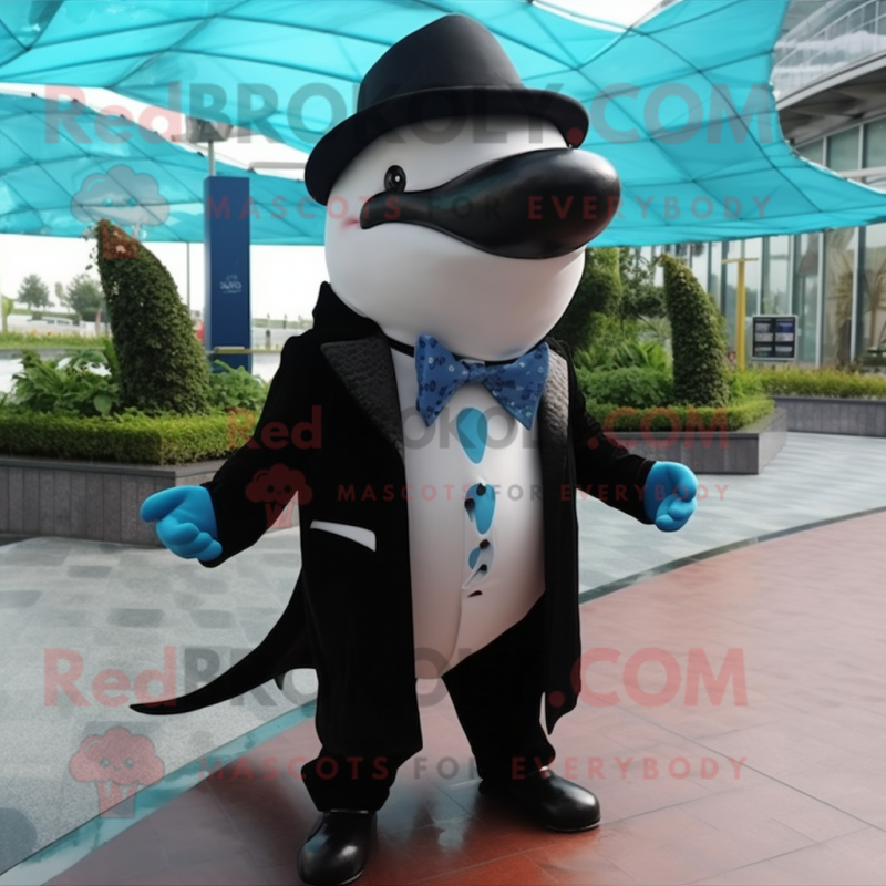 Killer Whale mascot costume character dressed with a Suit and Shawls ...